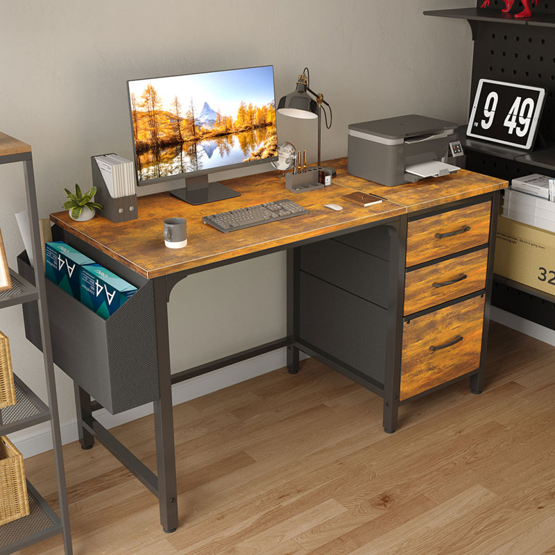 17 Stories Computer Desk With Drawers Rectangular Desk | Wayfair